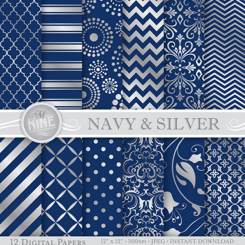 Navy and Silver - Etsy
