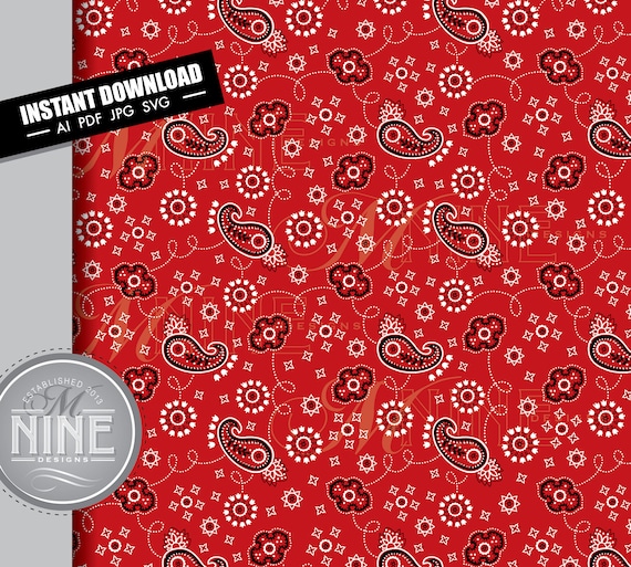 Red Bandana Pattern Vector Red Bandana Paisley Stock Vector By