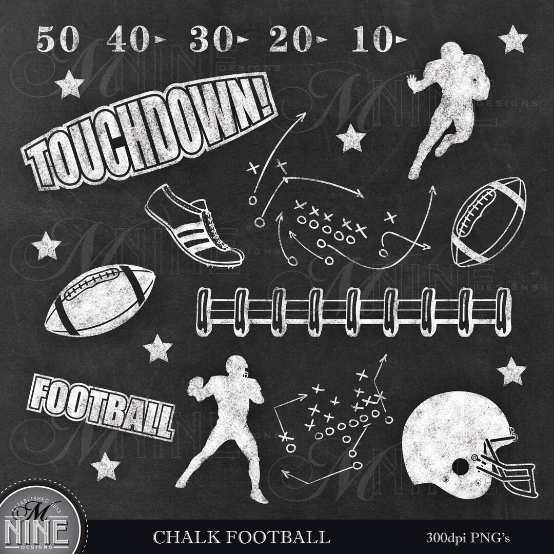 Chalk FOOTBALL Clip Art / Chalkboard Football Clipart / Football Chalk ...