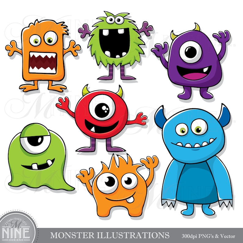 MONSTERS Clip Art Monster Illustrations Clip Art Downloads | Etsy