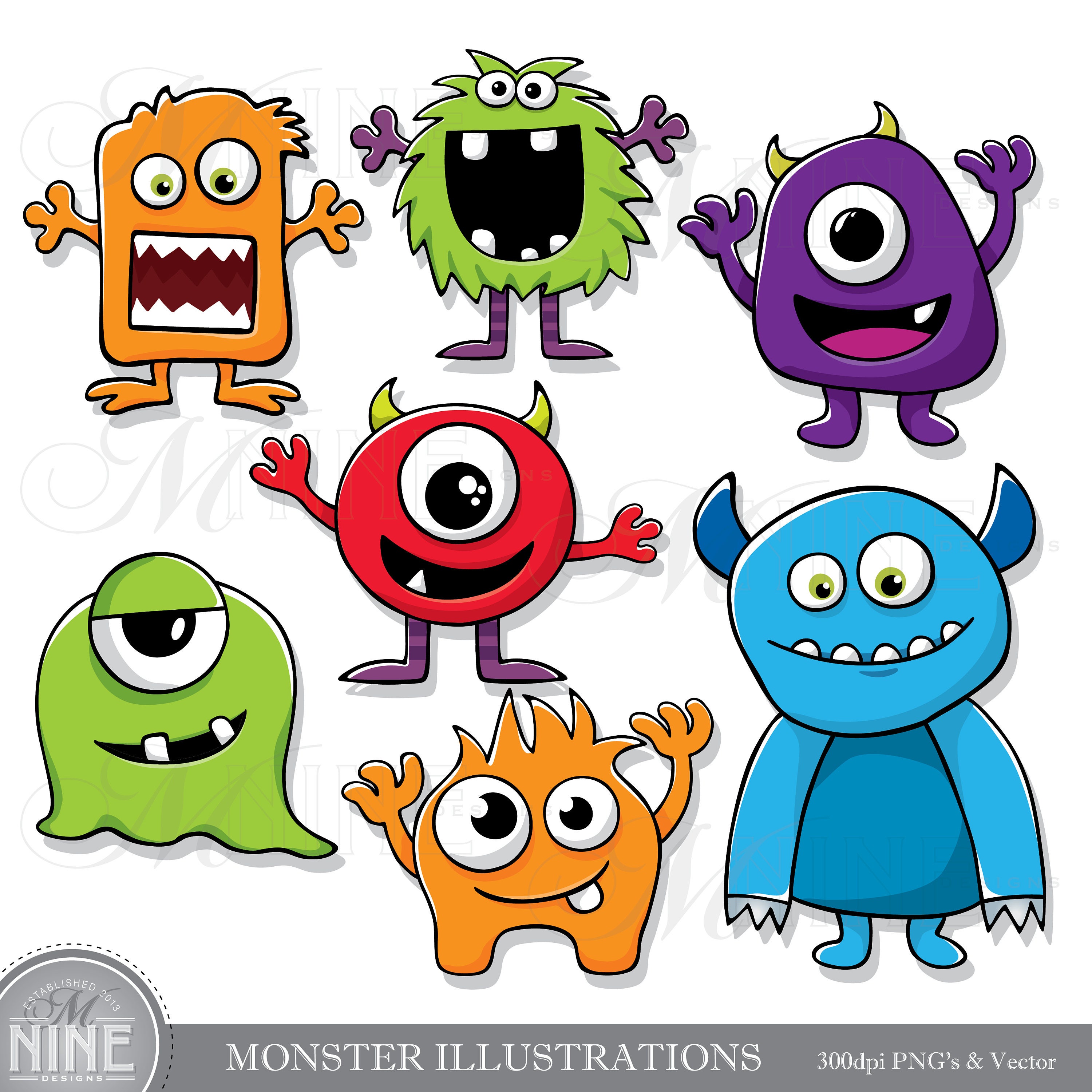 MONSTERS Clip Art Monster Illustrations Clip Art Downloads | Etsy