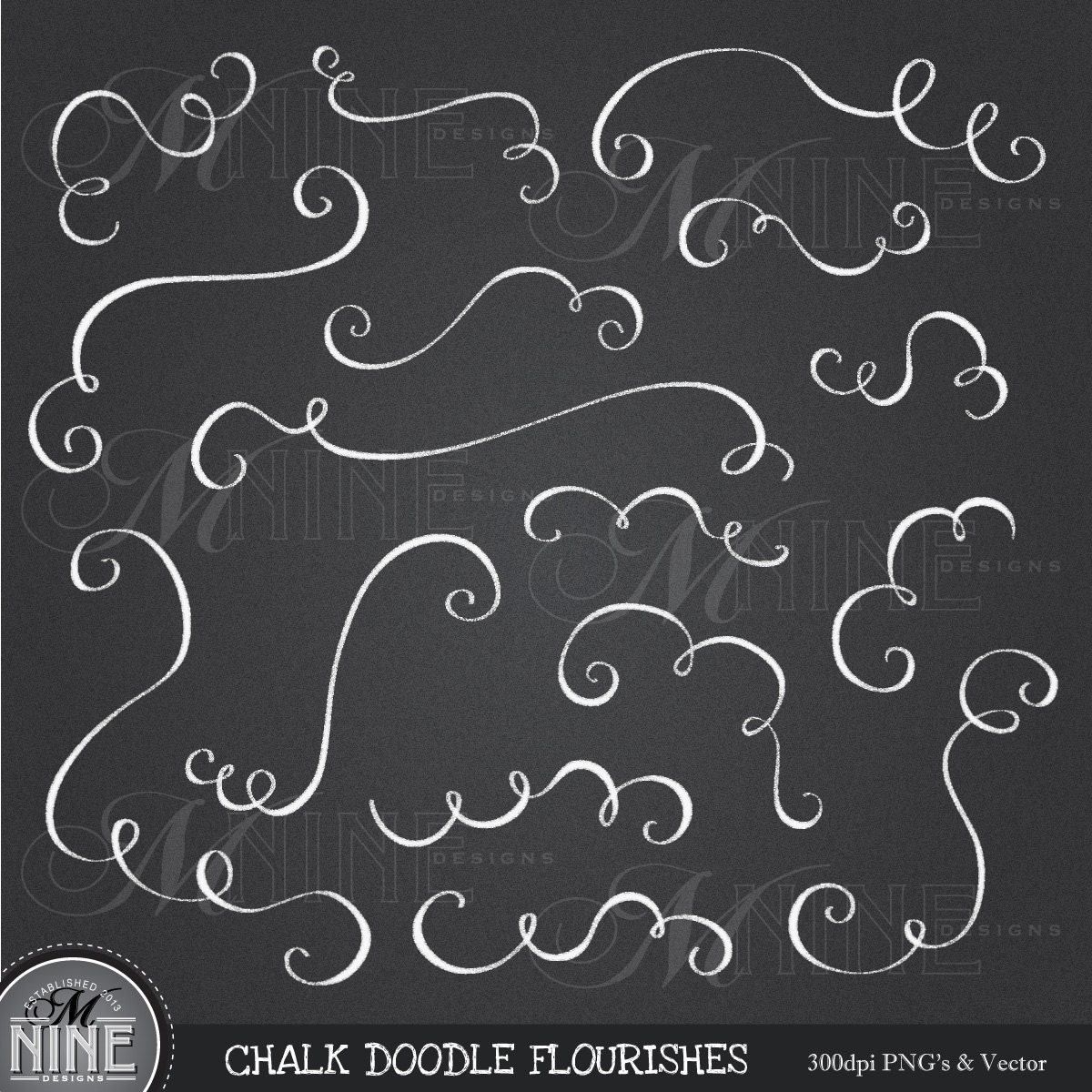 CHALK Clip Art: Chalkboard DOODLE FLOURISHES Clipart Design | Etsy