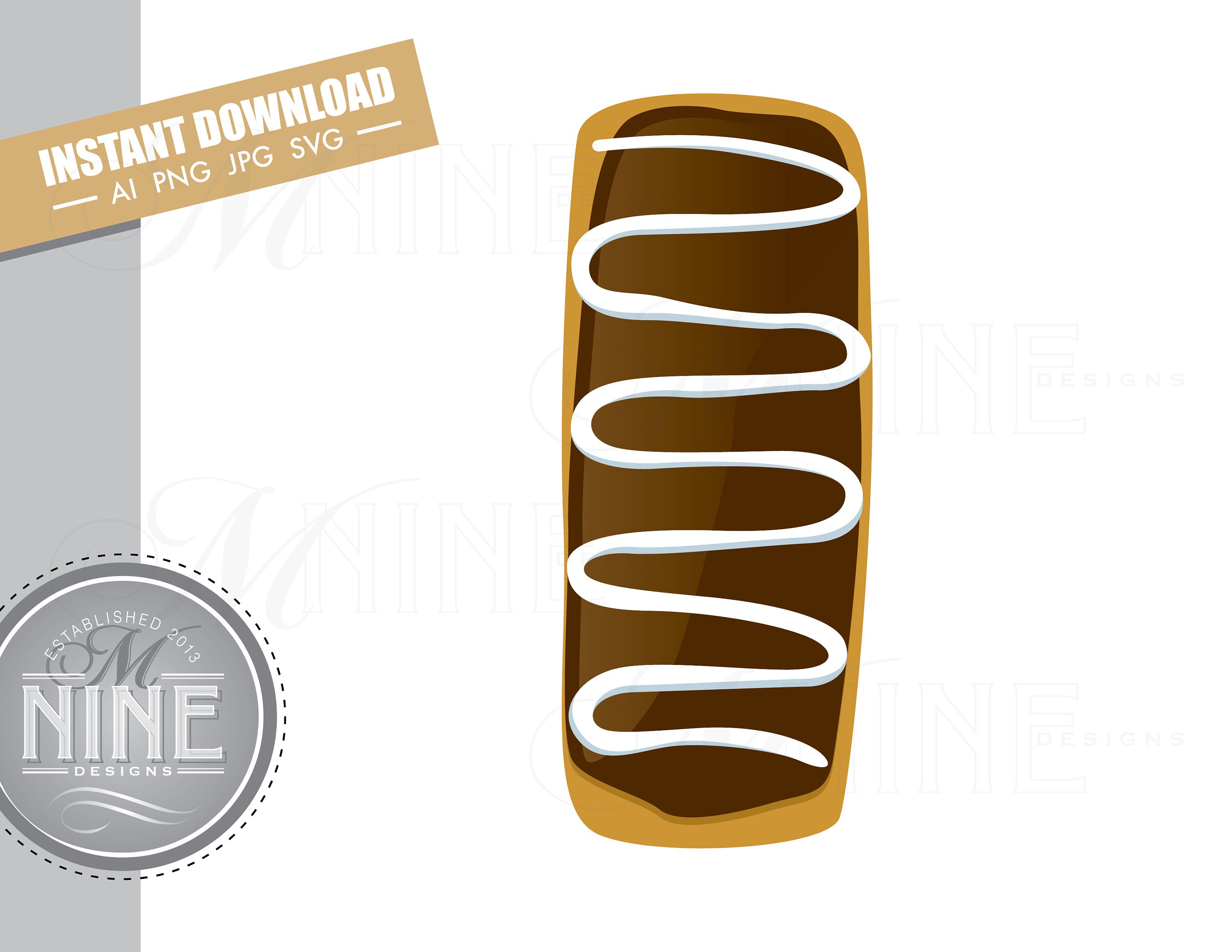 Long John Donut Clip Art Downloads Vector Long John Donut Ai | Etsy