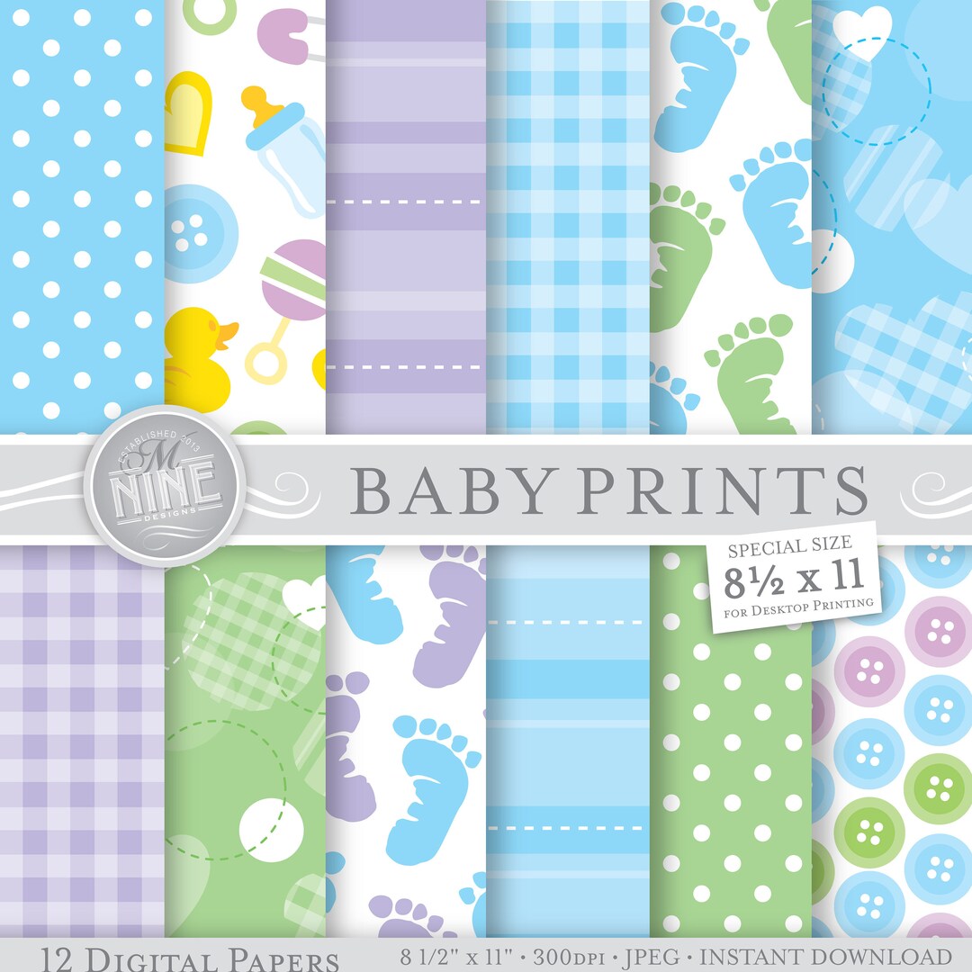 Baby Boy Digital Paper / BABY BOY Patterns / Baby Theme Downloads, 8 1/ ...
