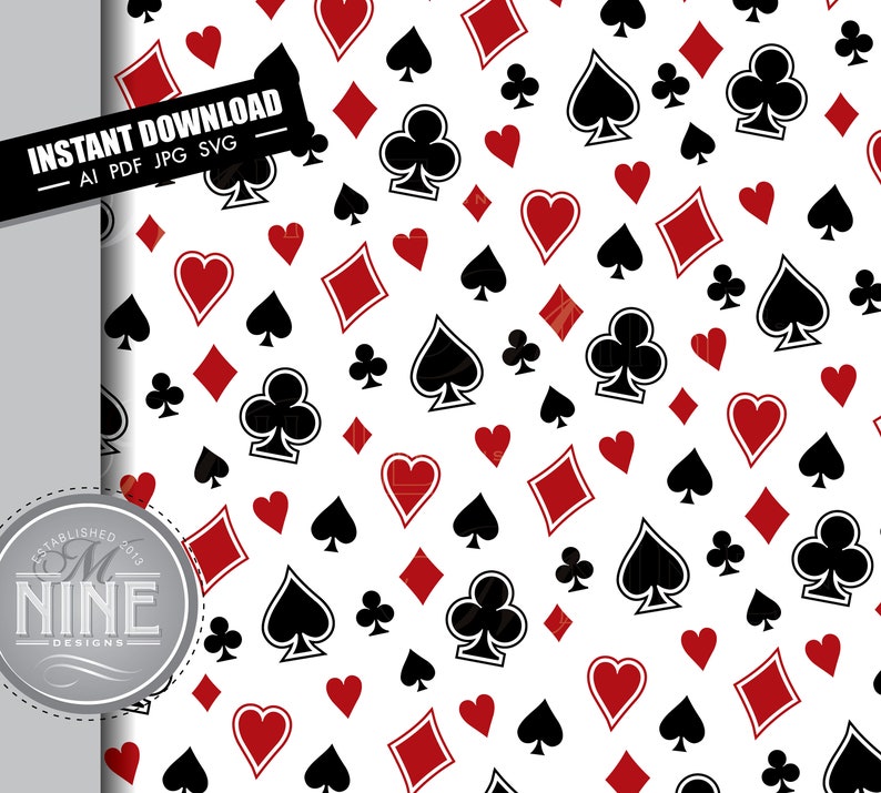 Playing Card Suits Pattern Digital Paper Playing Card Suits - Etsy