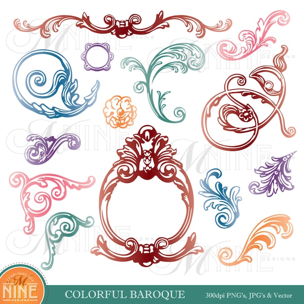 Baroque Clip Art - Etsy