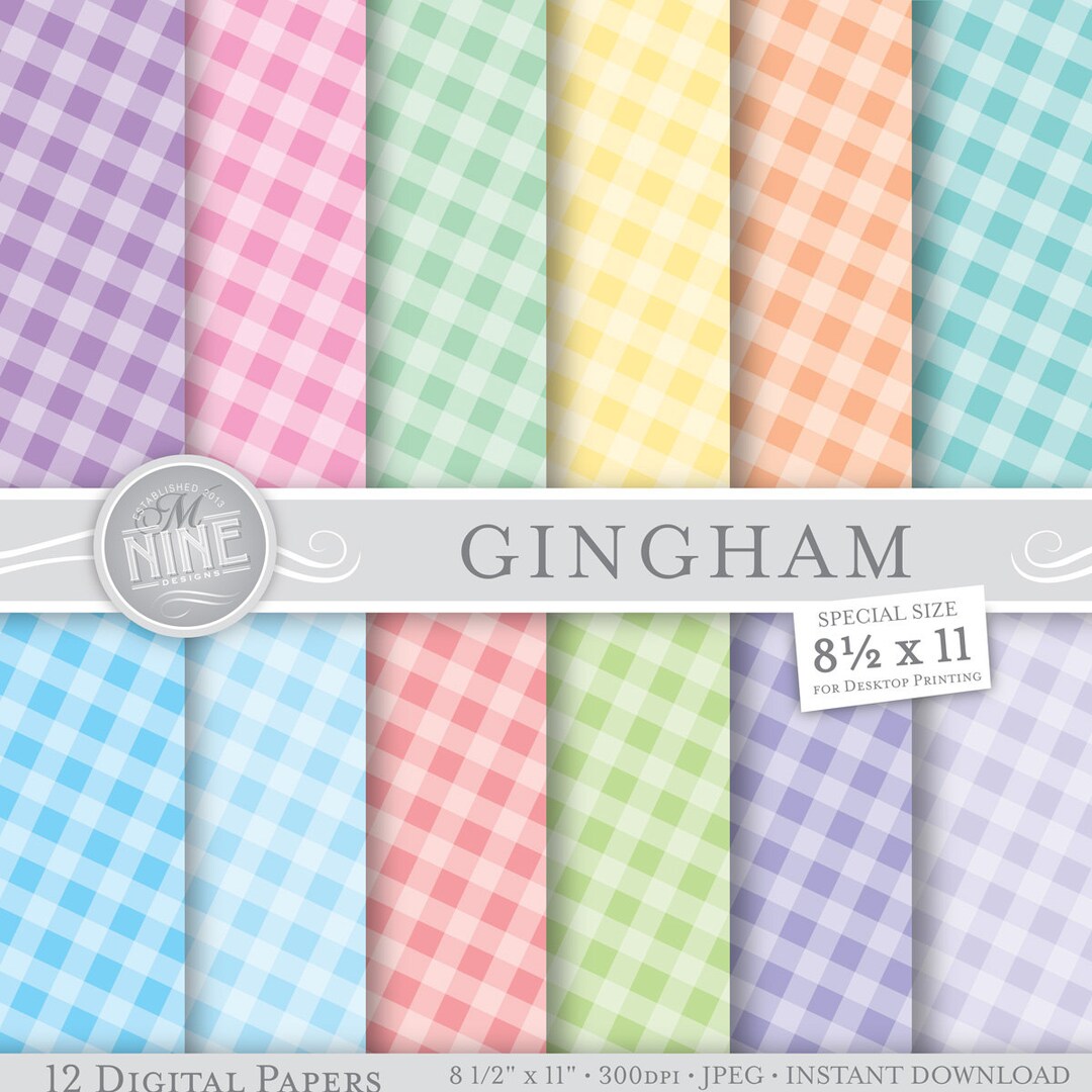 Gingham Pattern Digital Paper, 8 1/2 X 11 Picnic Table Pattern, Baby ...