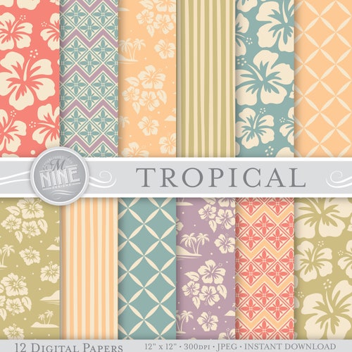 TROPICAL Digital Paper / VINTAGE TROPICAL Pattern Prints - Etsy
