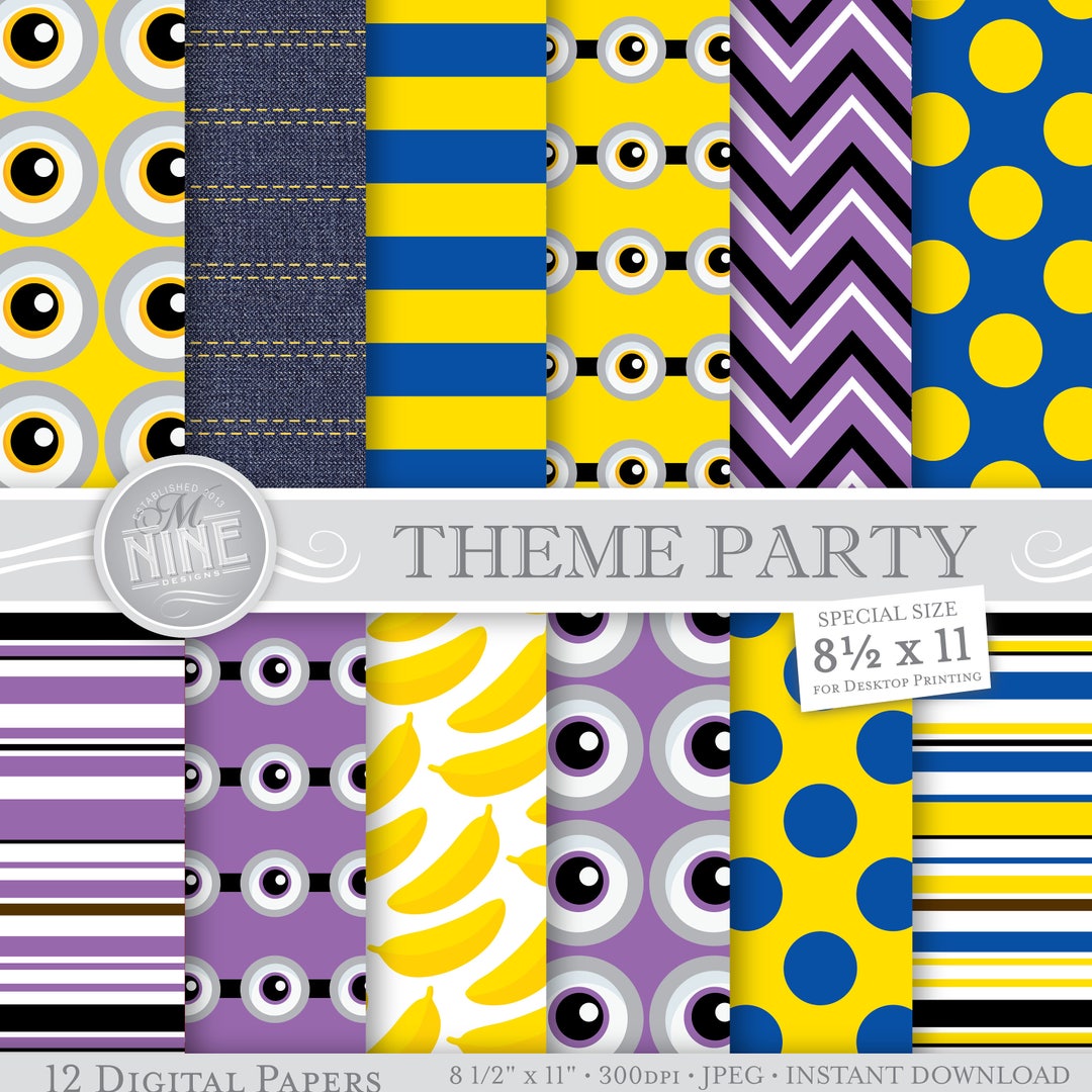 Minions Inspired Digital Paper Pattern Prints, 8 1/2 X 11 Cricut ...