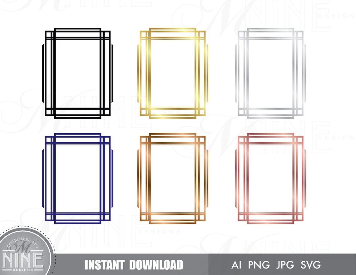 Roaring 20's Art Deco Frame Clipart Downloads Vector Art - Etsy