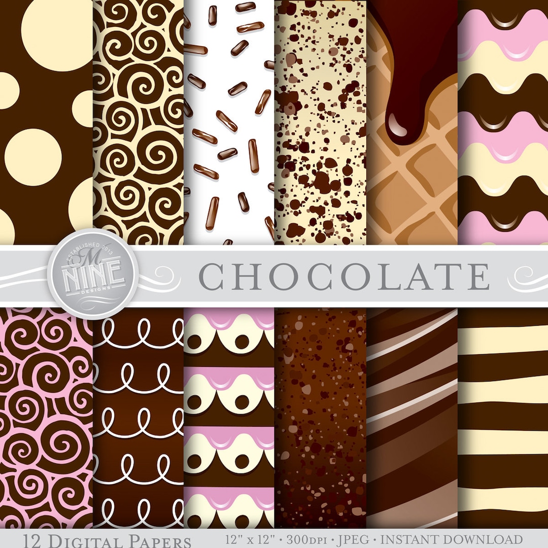 CHOCOLATE Digital Paper Chocolate Theme Printable Downloads Chocolate ...