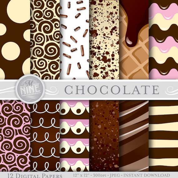 CHOCOLATE Digital Paper Chocolate Theme Printable Downloads | Etsy