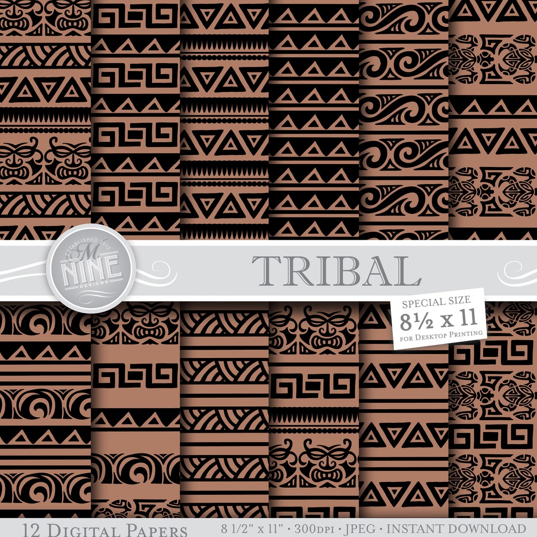 Polynesian Tribal Tattoo Digital Paper Bundle, 8 1/2 X 11 Moana Party ...