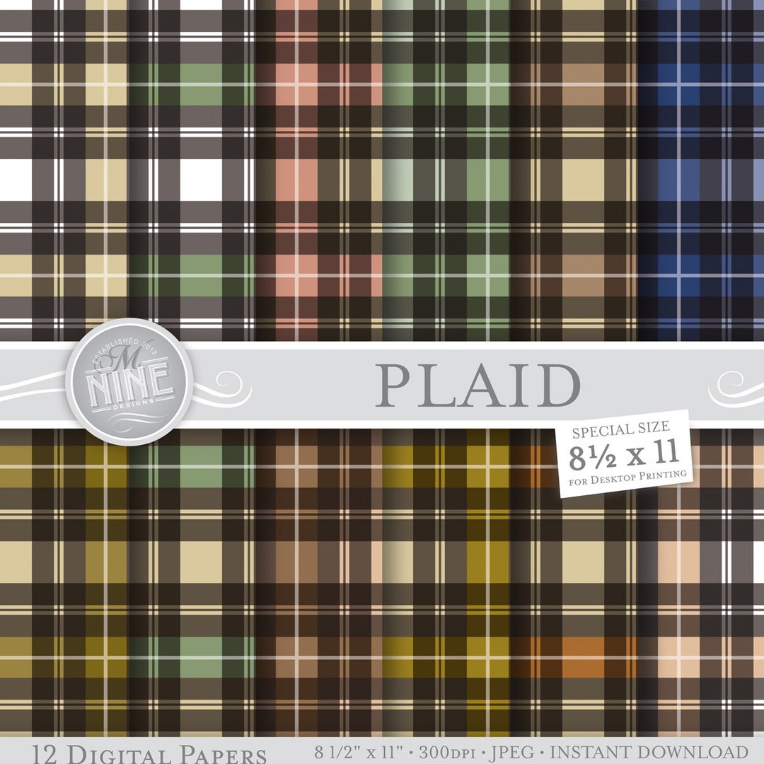 NEUTRAL PLAID Patterns Digital Paper Pack 8 1/2 X - Etsy