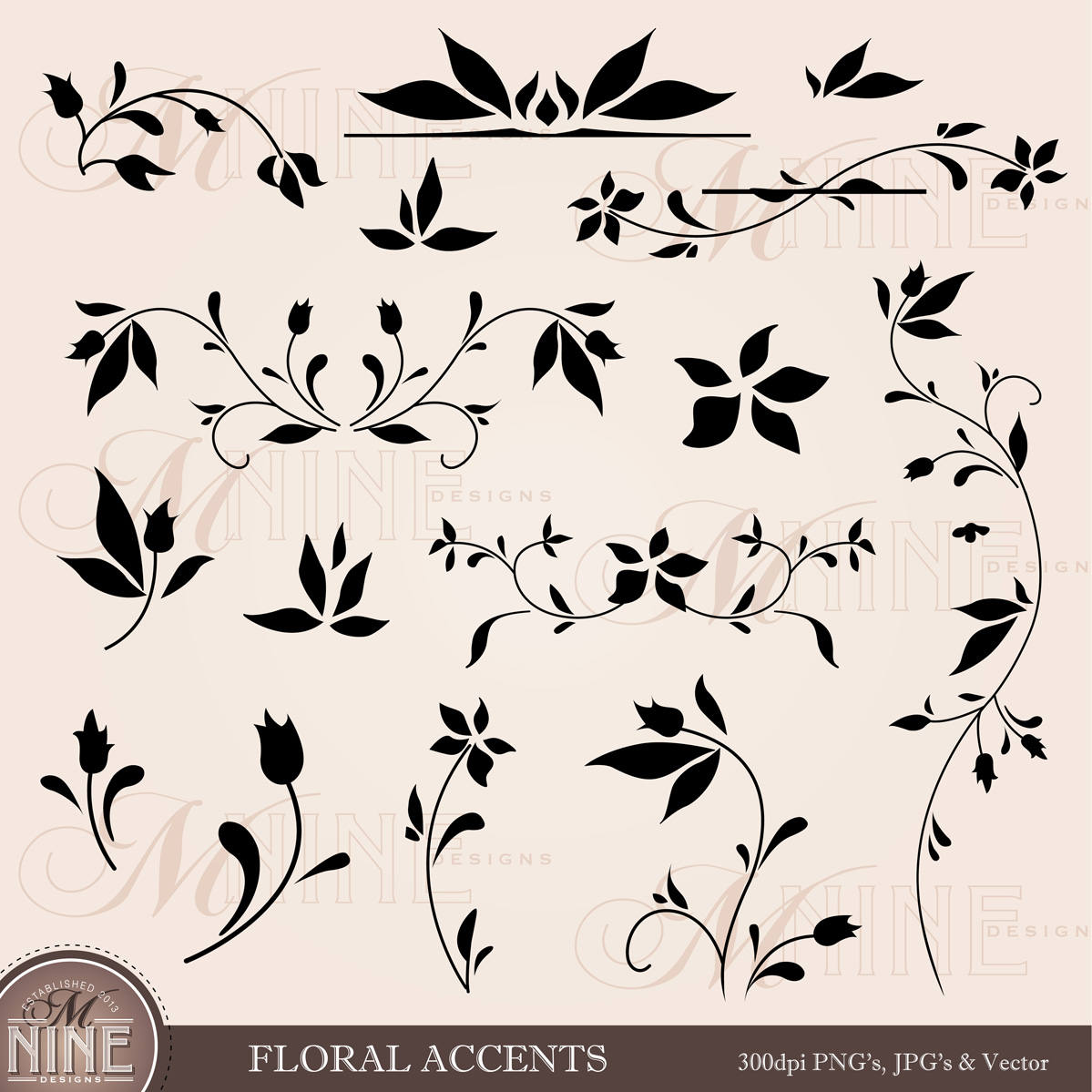 FLORAL ACCENTEN Clipart / Digital Filigree Clip Art / Instant - Etsy ...