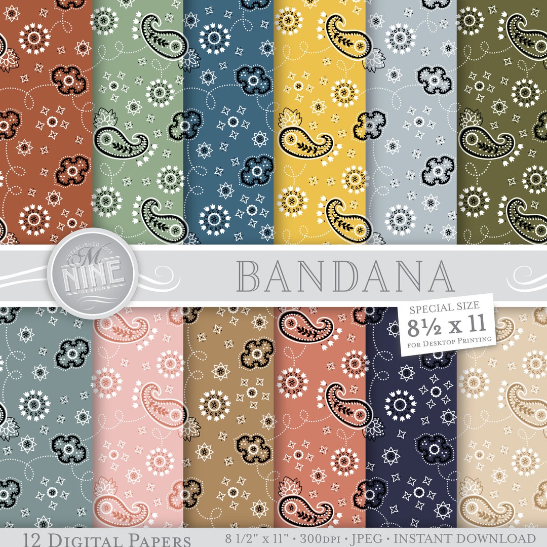 Bandana Digital Paper 8 1/2 X 11 Bandana Digital Paper Printable ...