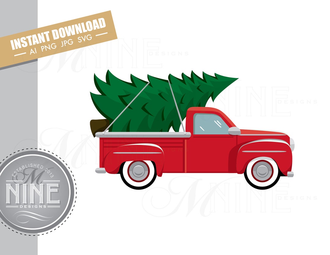 Christmas Truck Clip Art Downloads Vector Christmas Truck Ai - Etsy