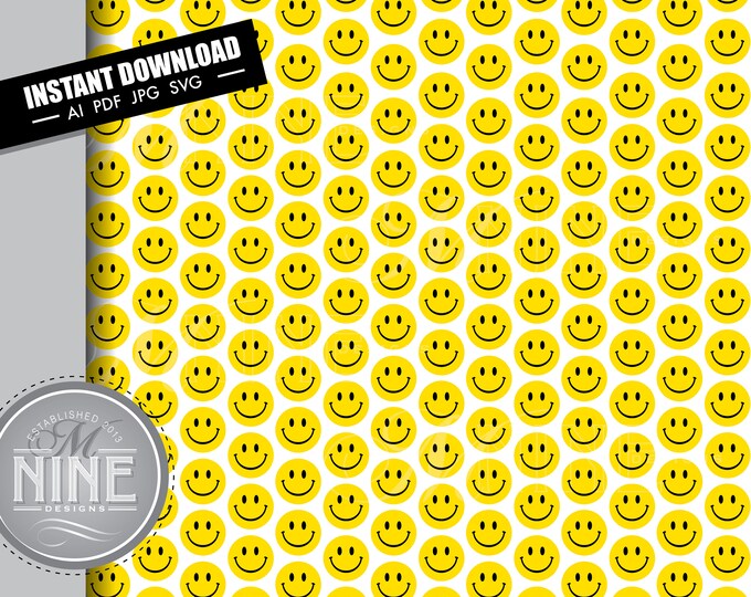 Smiley Face Pattern Seamless Repeatable Smiley Faces Svg Pdf - Etsy