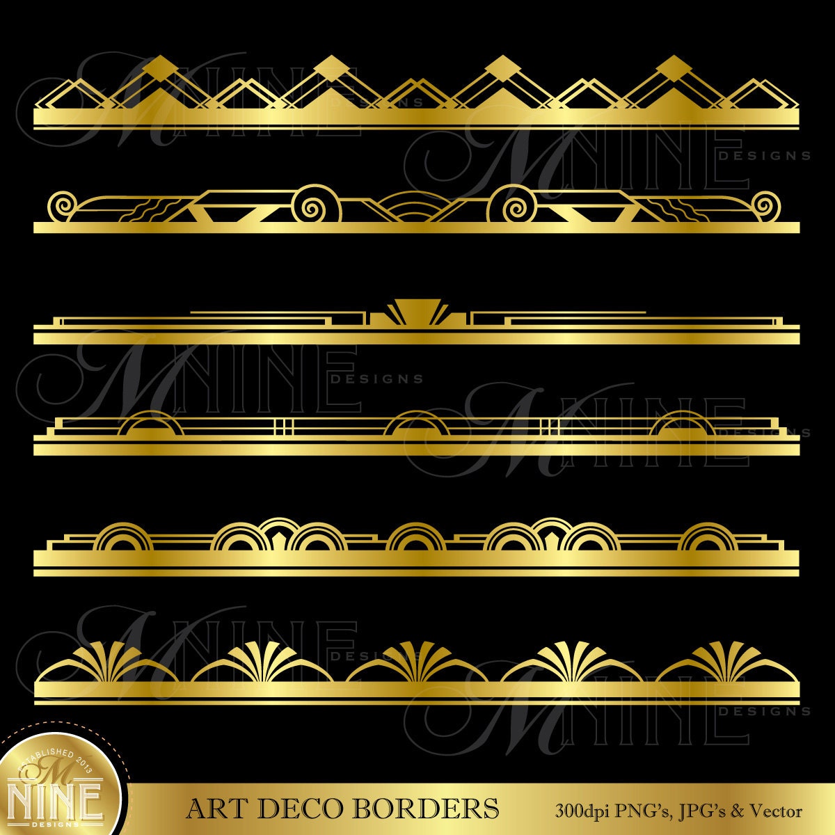 Art Deco Line Art Border