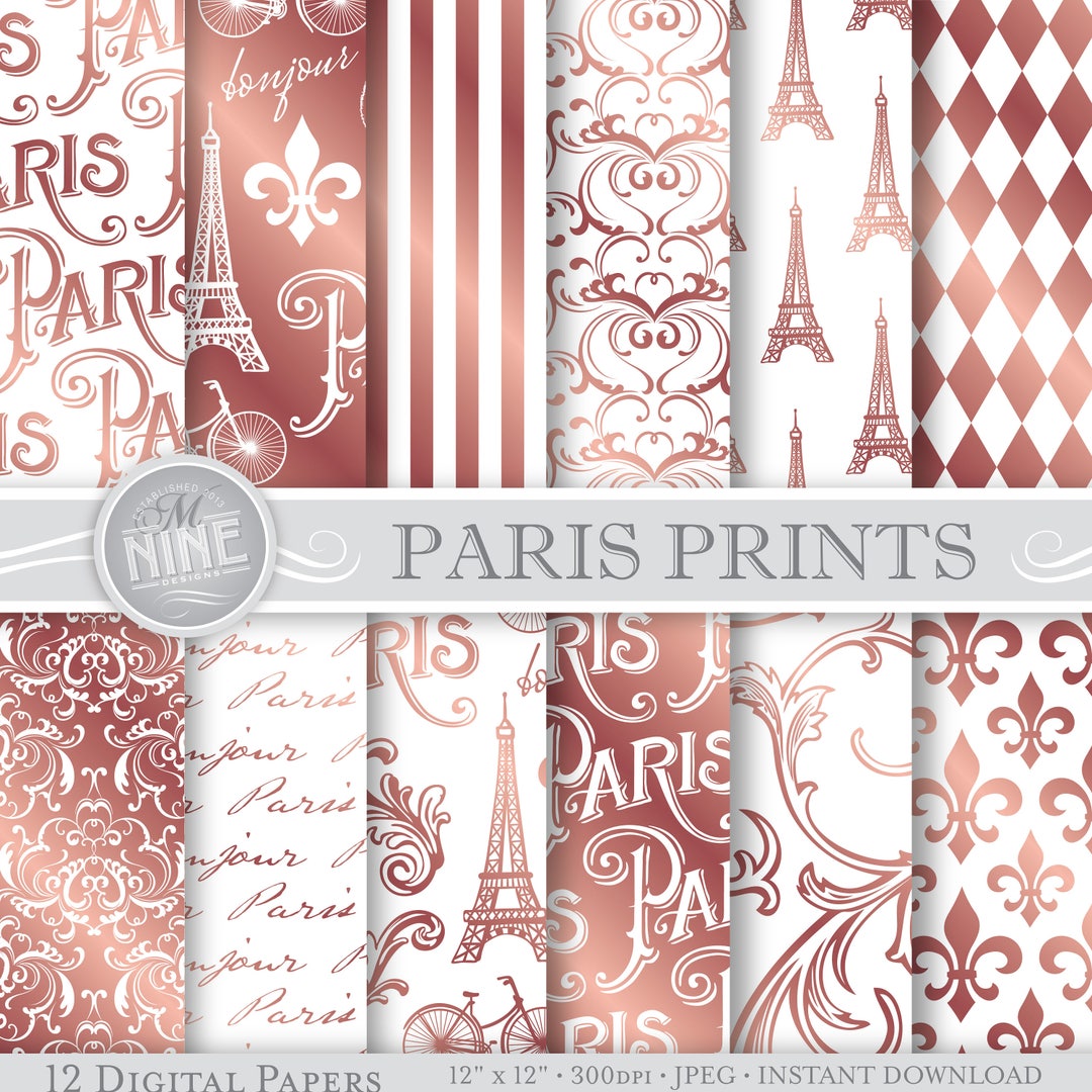 ROSE GOLD PARIS Digital Paper / Paris Printables / Parisian - Etsy UK