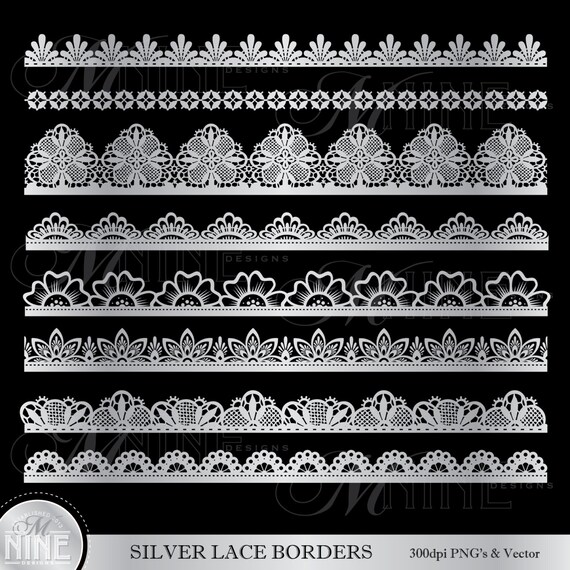Victorian Lace Border Clip Art Free Vector | Vintage Lace Borders Set