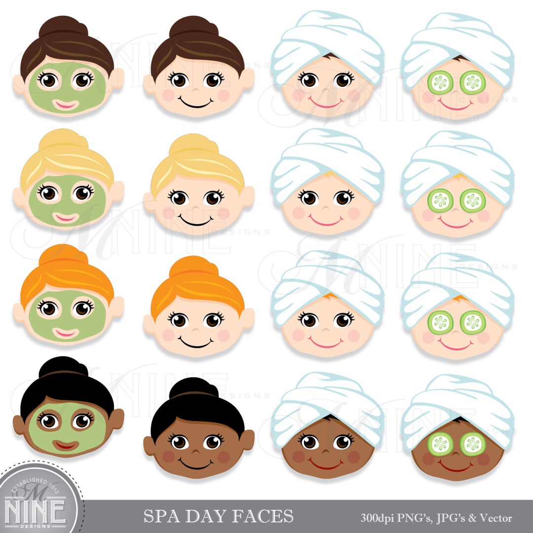 SPA DAY FACES Clip Art Digital Clipart Instant Download - Etsy Canada