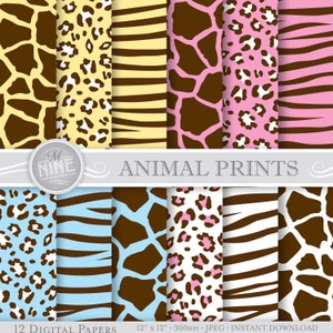 SOFT ANIMAL PRINTS Patterns 12 X 12 Digital Paper Pattern Prints ...