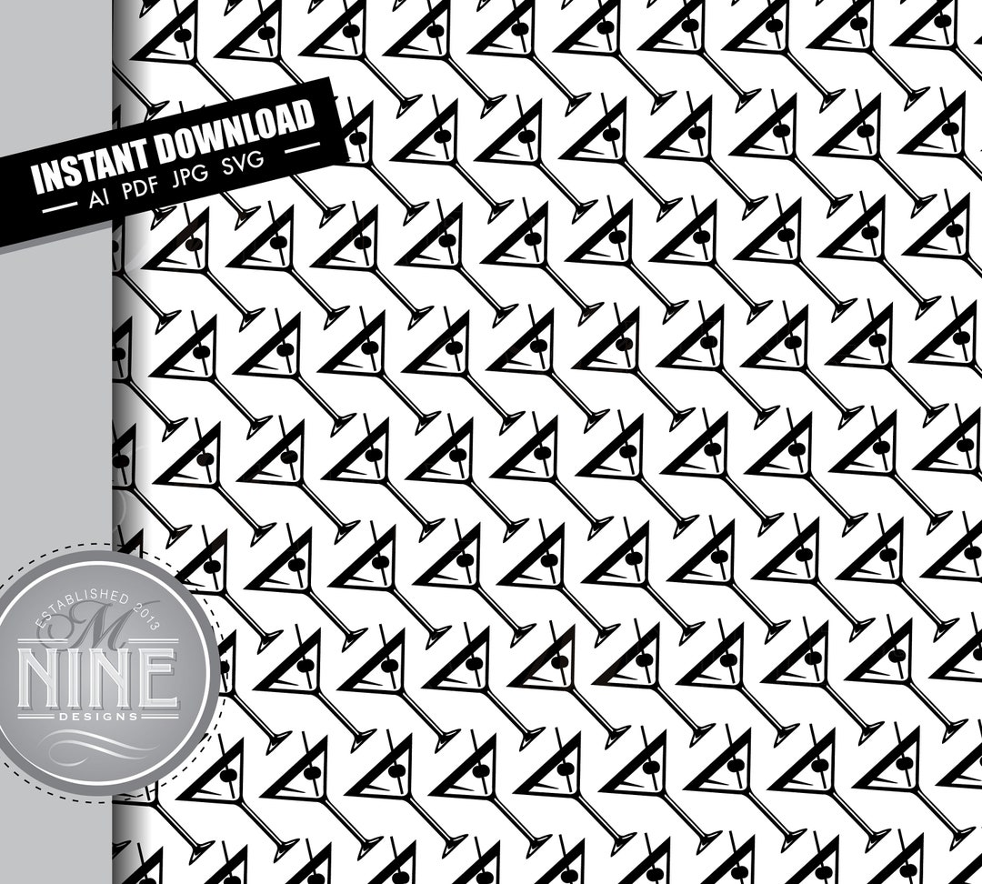 Martinis Pattern Digital Paper Martinis Svg Cut File Pdf Jpg Vector AI ...