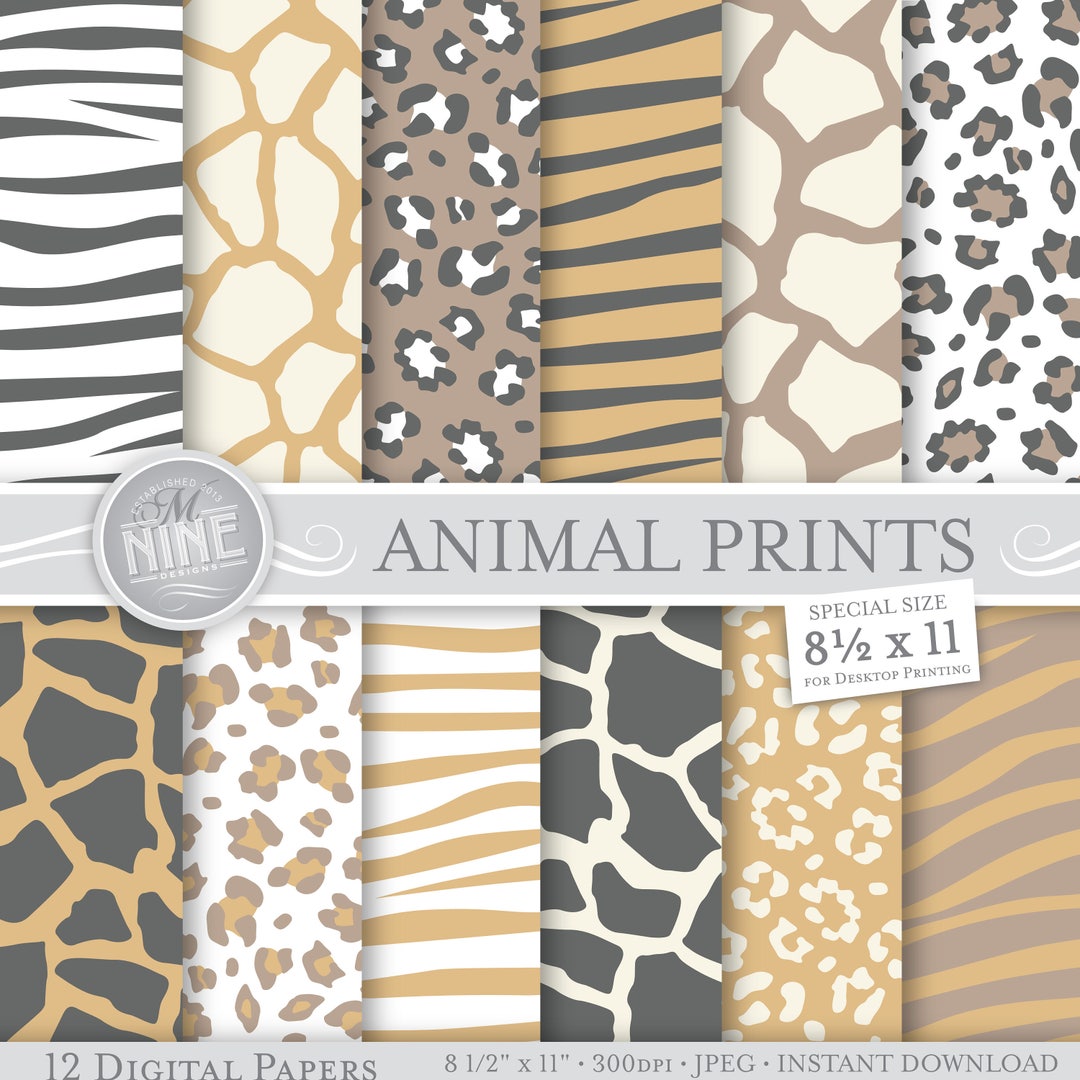 Wild Animal Print Digital Paper / NEUTRAL ANIMAL PRINT / Printable ...