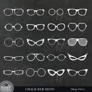 Chalk EYEGLASSES Clip Art / Chalkboard Sunglasses Clipart / Chalk ...