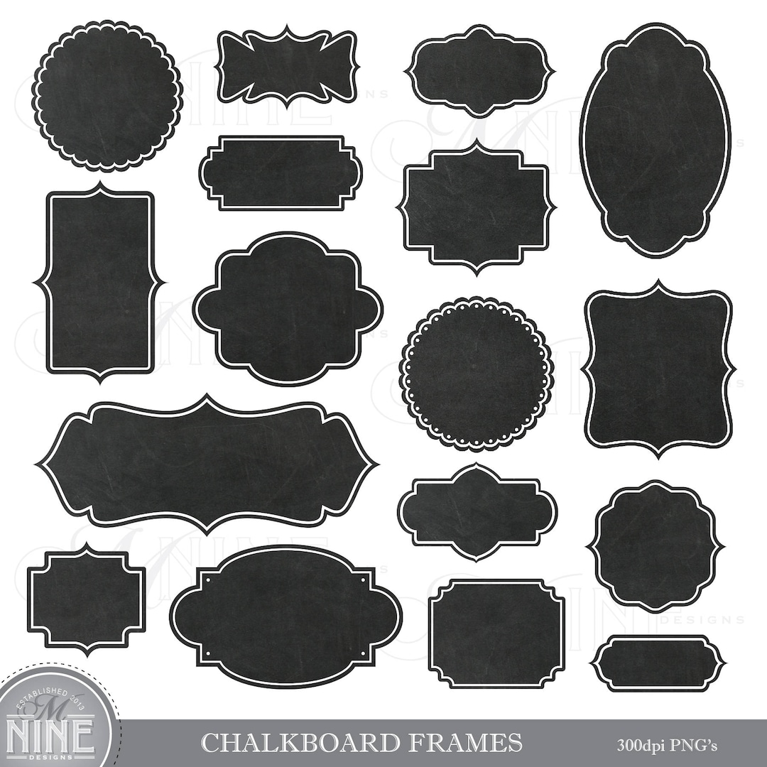 CHALKBOARD FRAME Clip Art / Chalkboard Borders Clipart / Chalk Clip Art ...