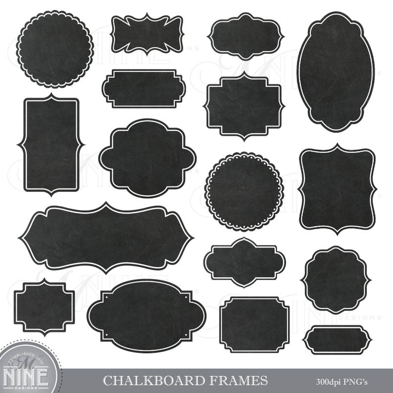 CHALKBOARD FRAME Clip Art / Chalkboard Borders Clipart / Chalk - Etsy