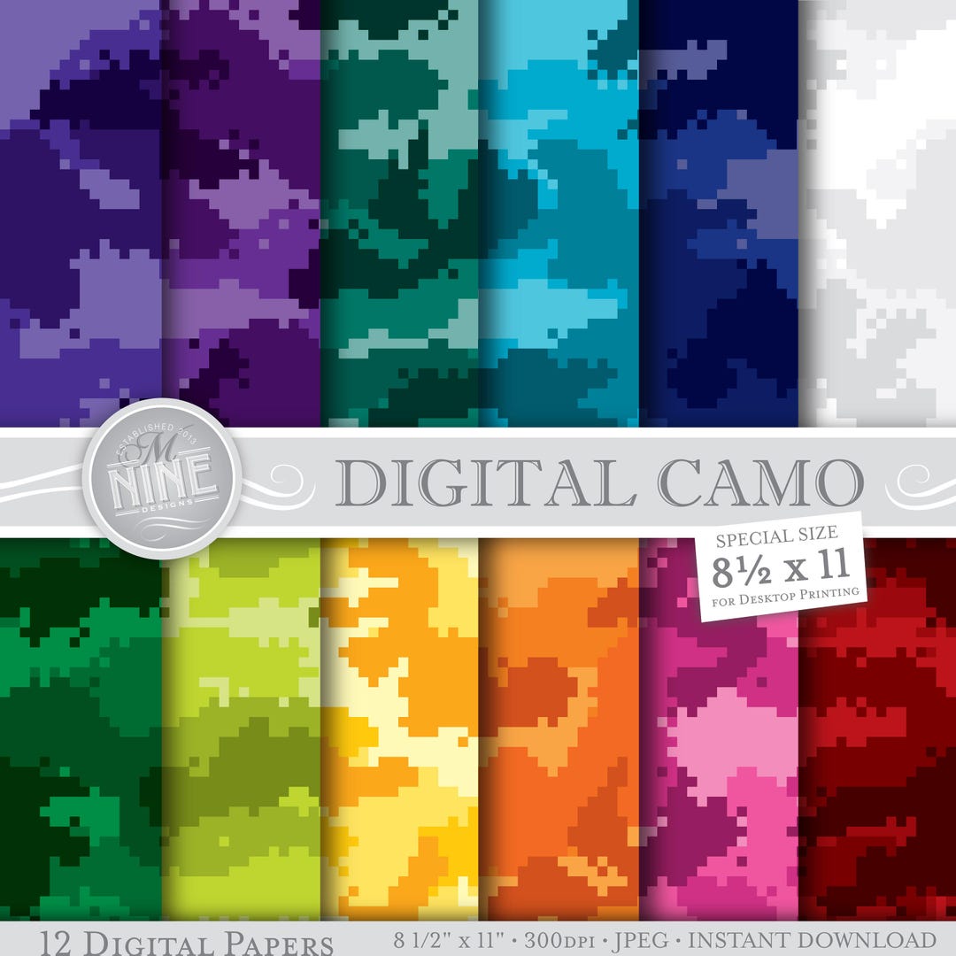 Bright DIGITAL CAMOUFLAGE Digital Paper / 8 1/2 X 11 Camouflage ...