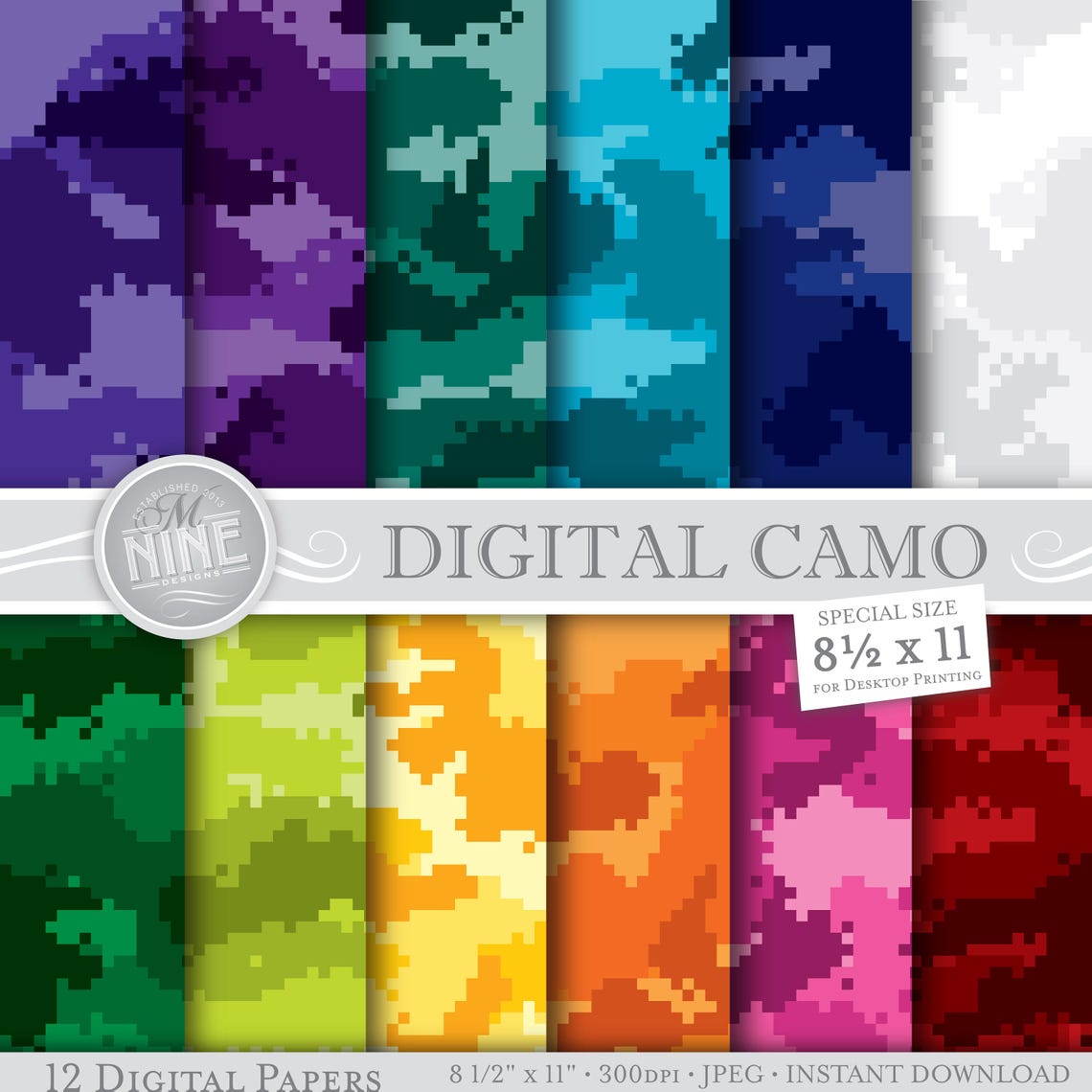 Bright DIGITAL CAMOUFLAGE Digital Paper / 8 1/2 X 11 - Etsy