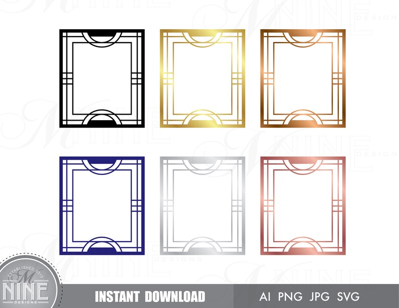 Roaring 20's Art Deco Frame Clipart Downloads Vector Art | Etsy