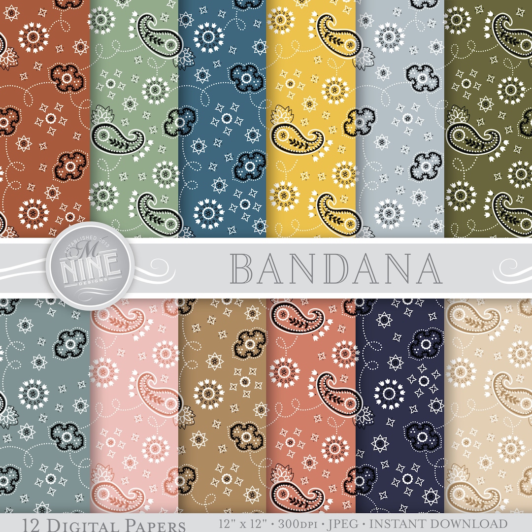 Bandana Digital Paper Seamless Bandana Digital Paper Printable Bandana ...