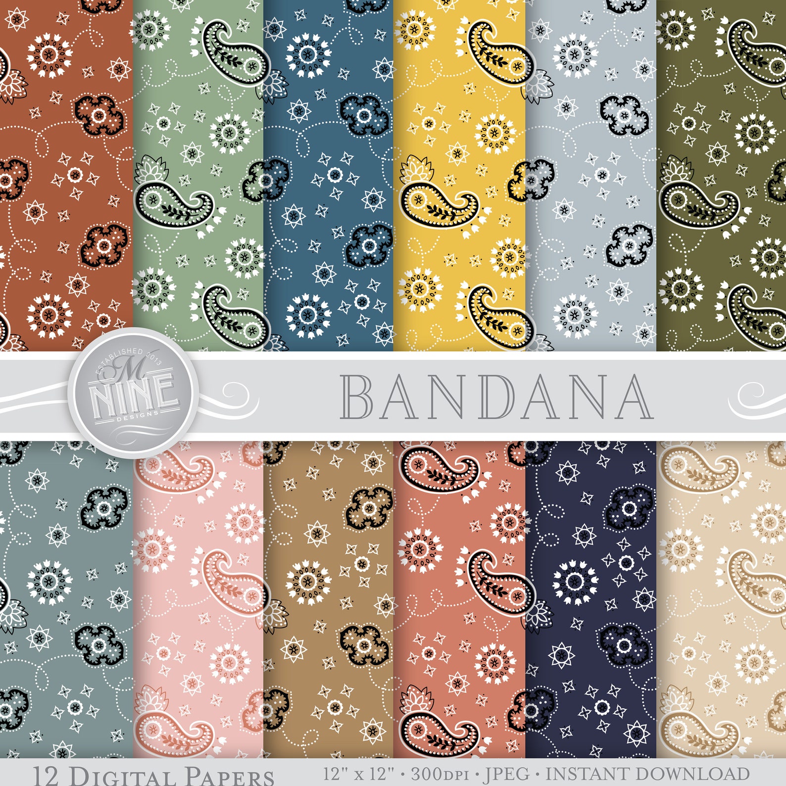 Bandana Digital Paper Seamless Bandana Digital Paper - Etsy