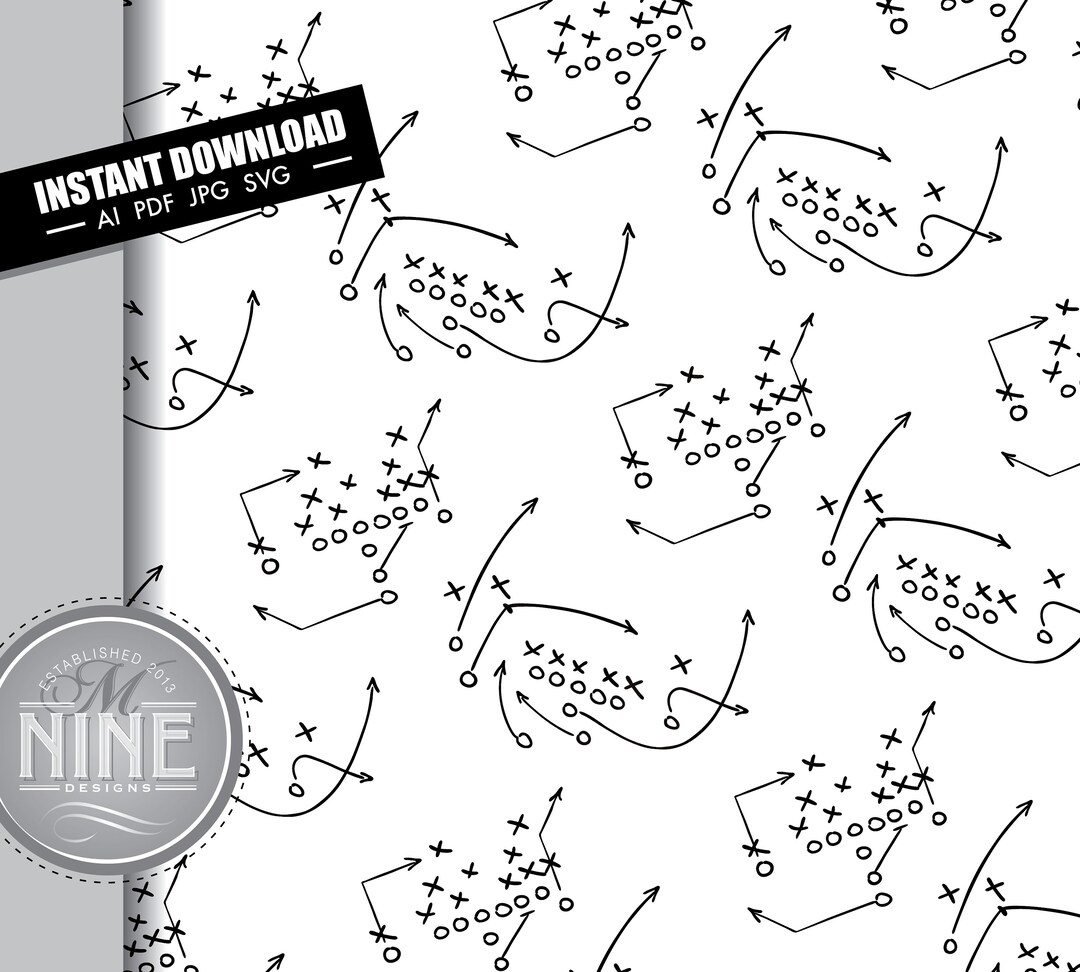 Seamless Football Playbook Pattern Football Playbook Svg Pdf Jpg Vector ...