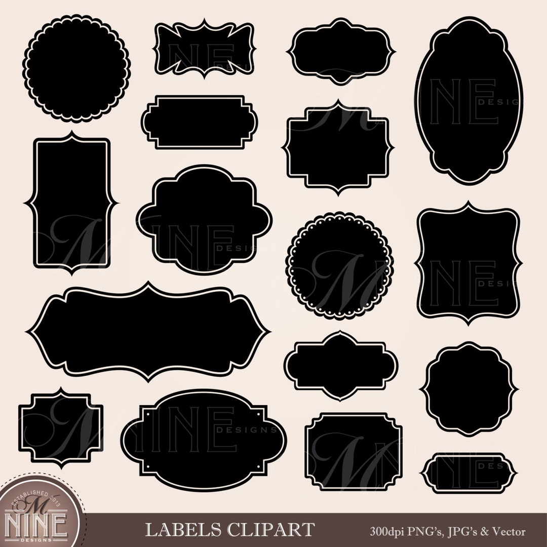 FRAME LABELS Clipart Digital Clip Art Vector Design Elements - Etsy Canada