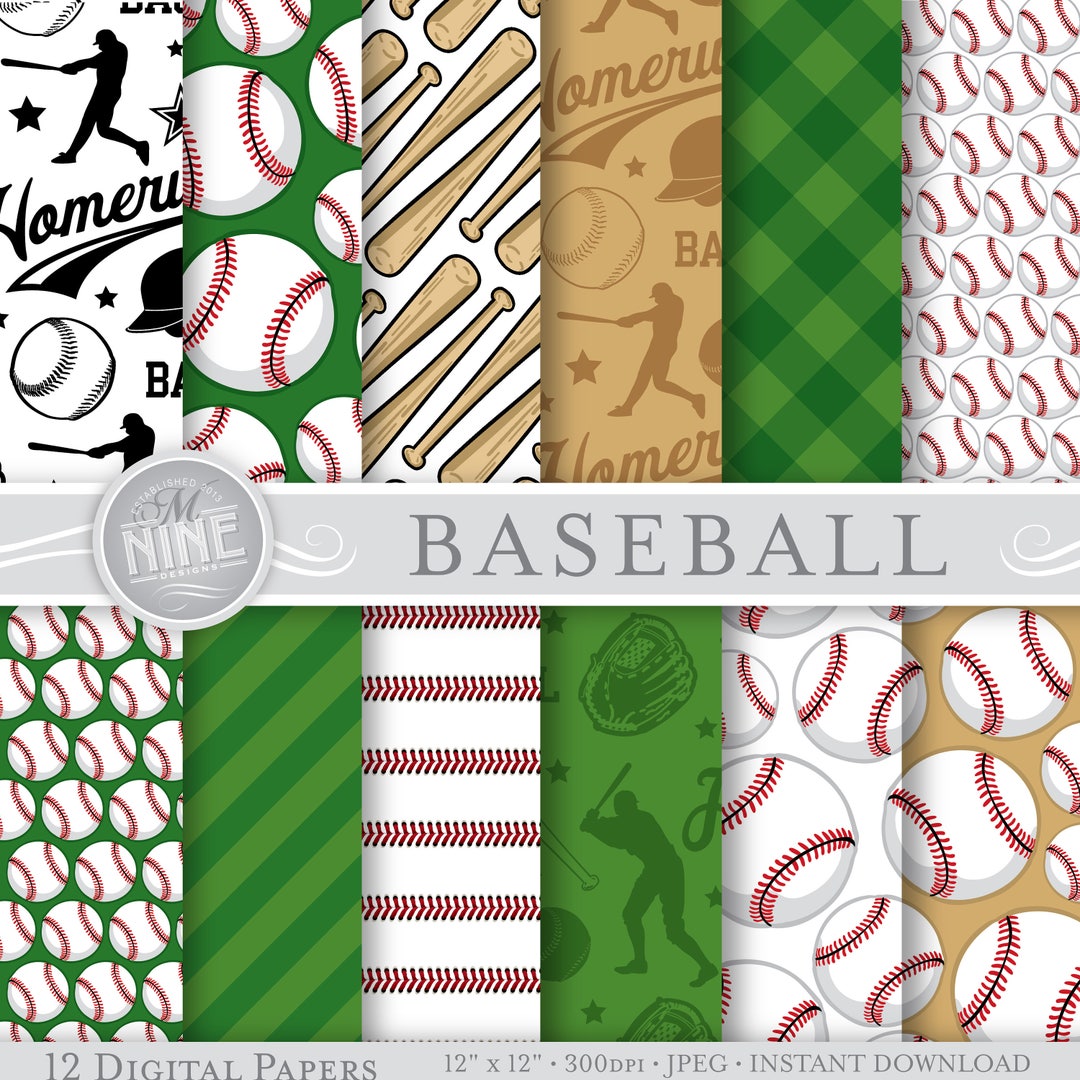 BASEBALL Digital Paper / BASEBALL Party Printables / Baseball Patterns ...