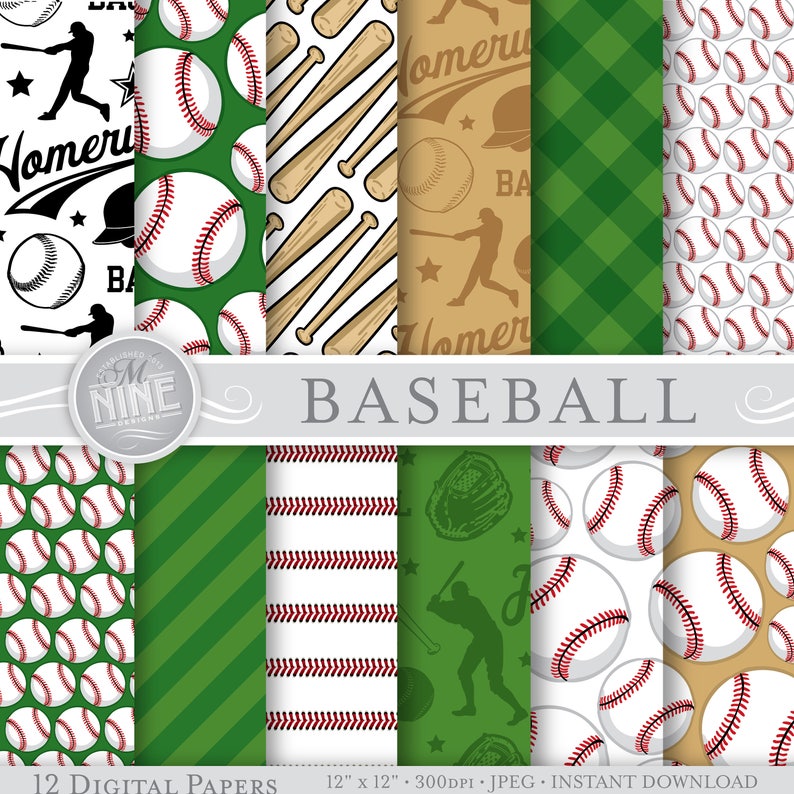 BASEBALL Digital Paper / BASEBALL Party Printables / Baseball - Etsy