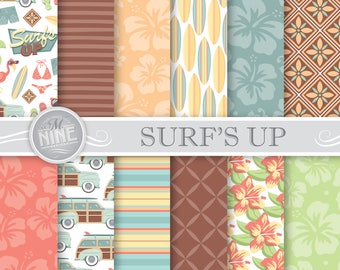 Summer Beach Digital Paper / SURF'S UP Patterns / Beach | Etsy