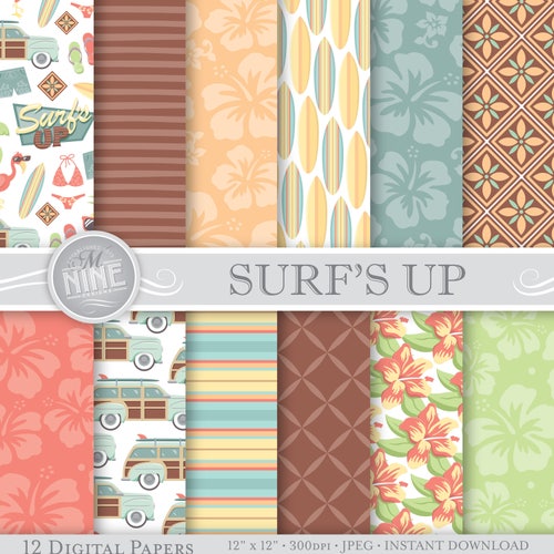 Summer Digital Scrapbook Paper Beach Paper Patterns Summer - Etsy