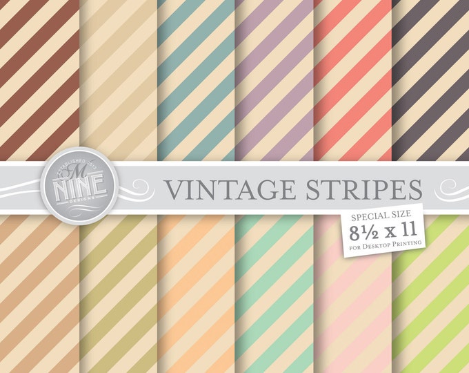 VINTAGE STRIPES Pattern Digital Paper Pack Pattern Prints - Etsy