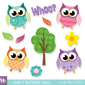 Visual Arts vector printable owls clip art illustration butterflies ...