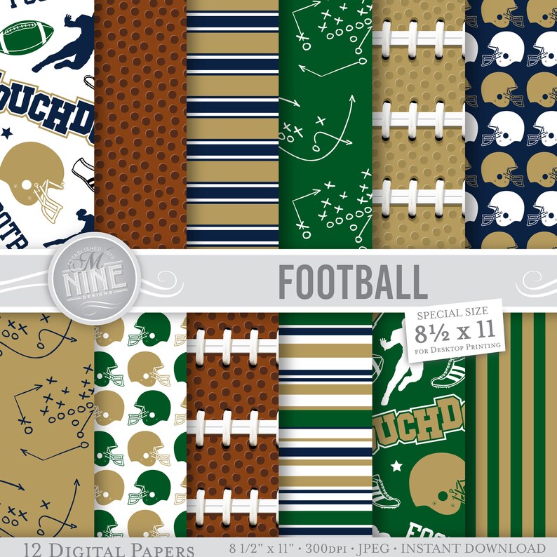 Football Digital Paper 8 1/2 X 11 Football Digital Paper - Etsy