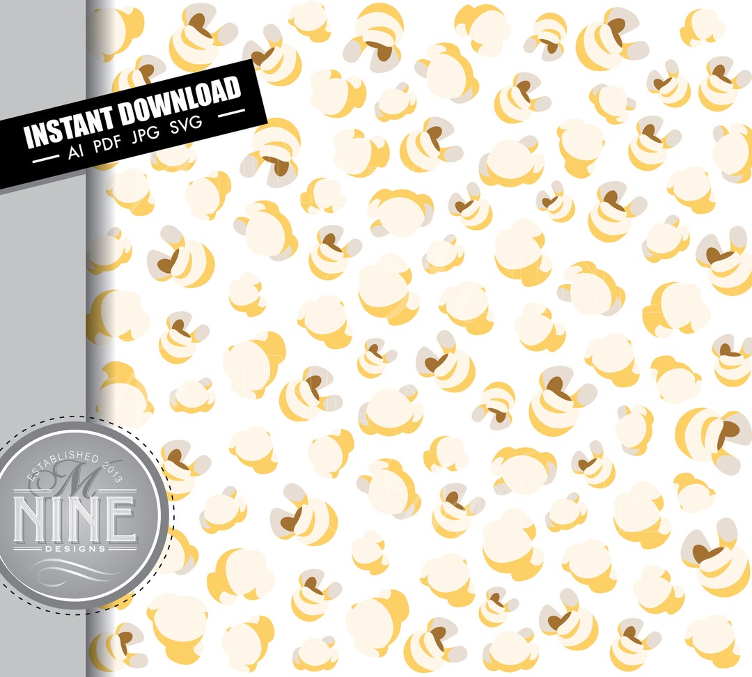 Popcorn Pattern Seamless Repeatable Popcorn Svg Pdf Jpg Vector AI ...