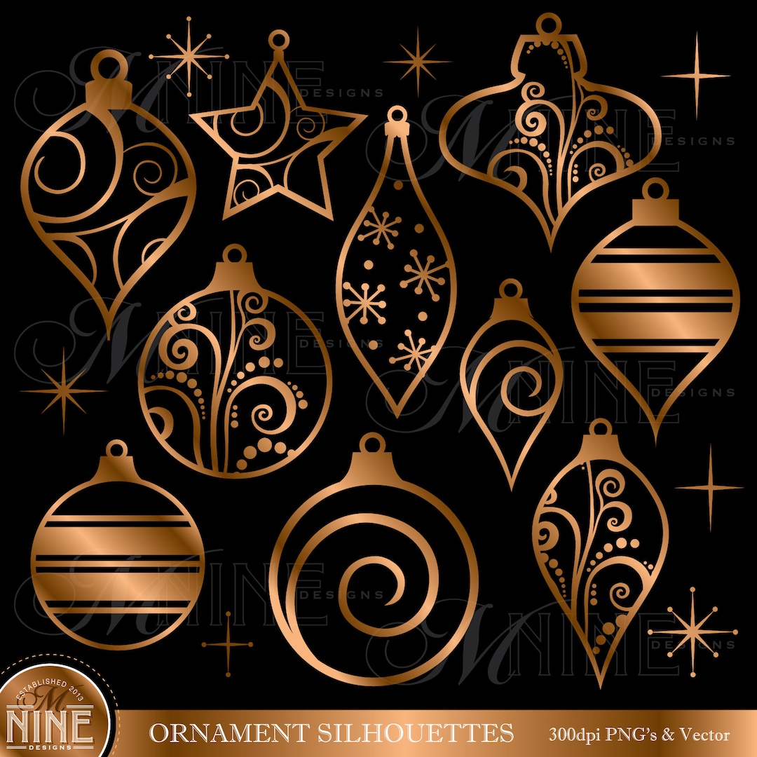 BRONZE ORNAMENTS Clipart / Copper Christmas Ornaments Clip Art / Vector ...