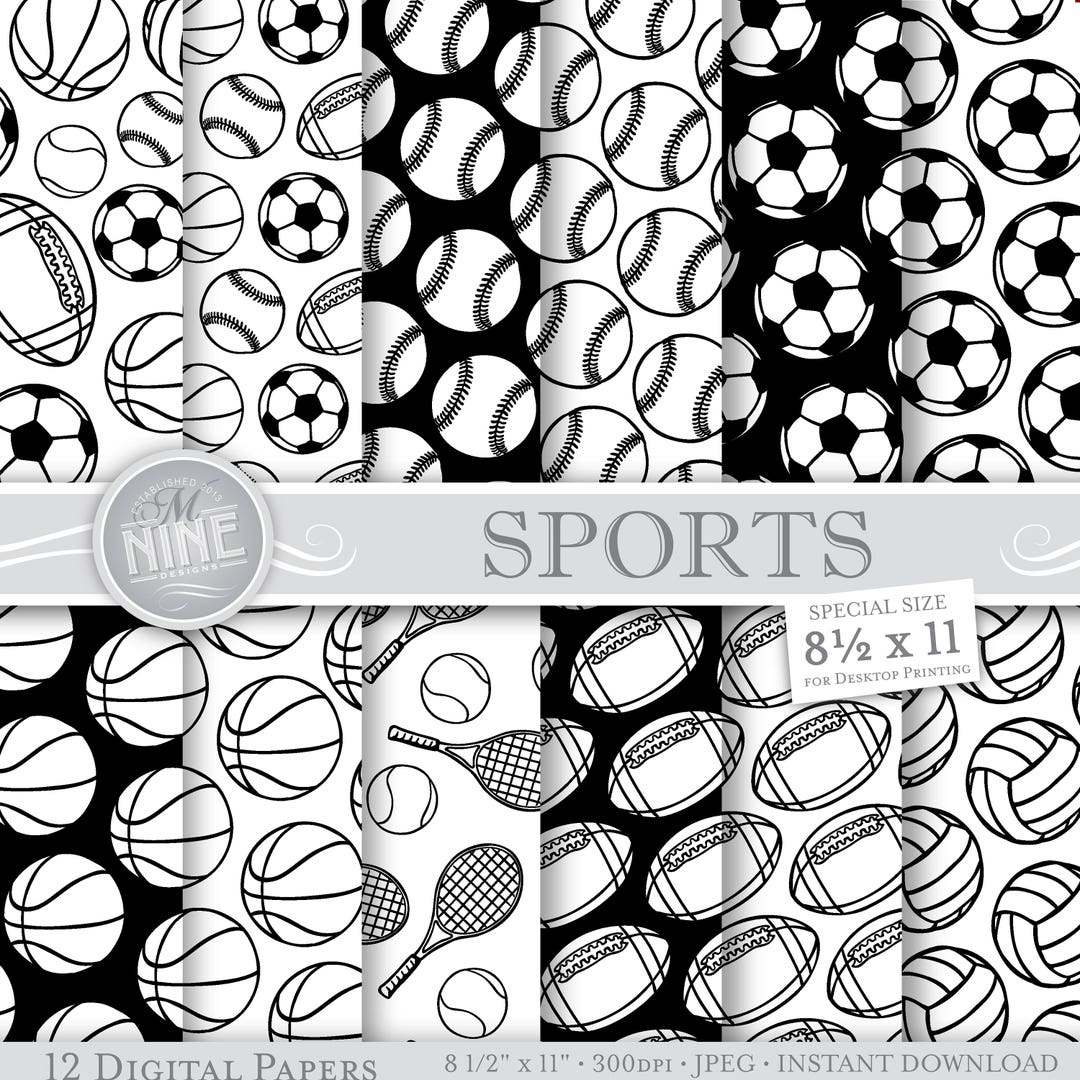 SPORTS Digital Paper Printables Digital Downloads Sports Theme Patterns ...