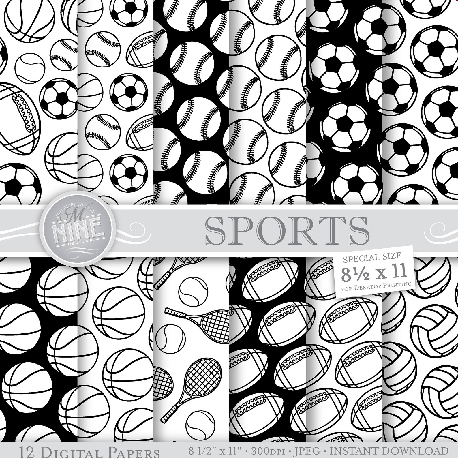 SPORTS Digital Paper Printables Digital Downloads Sports - Etsy